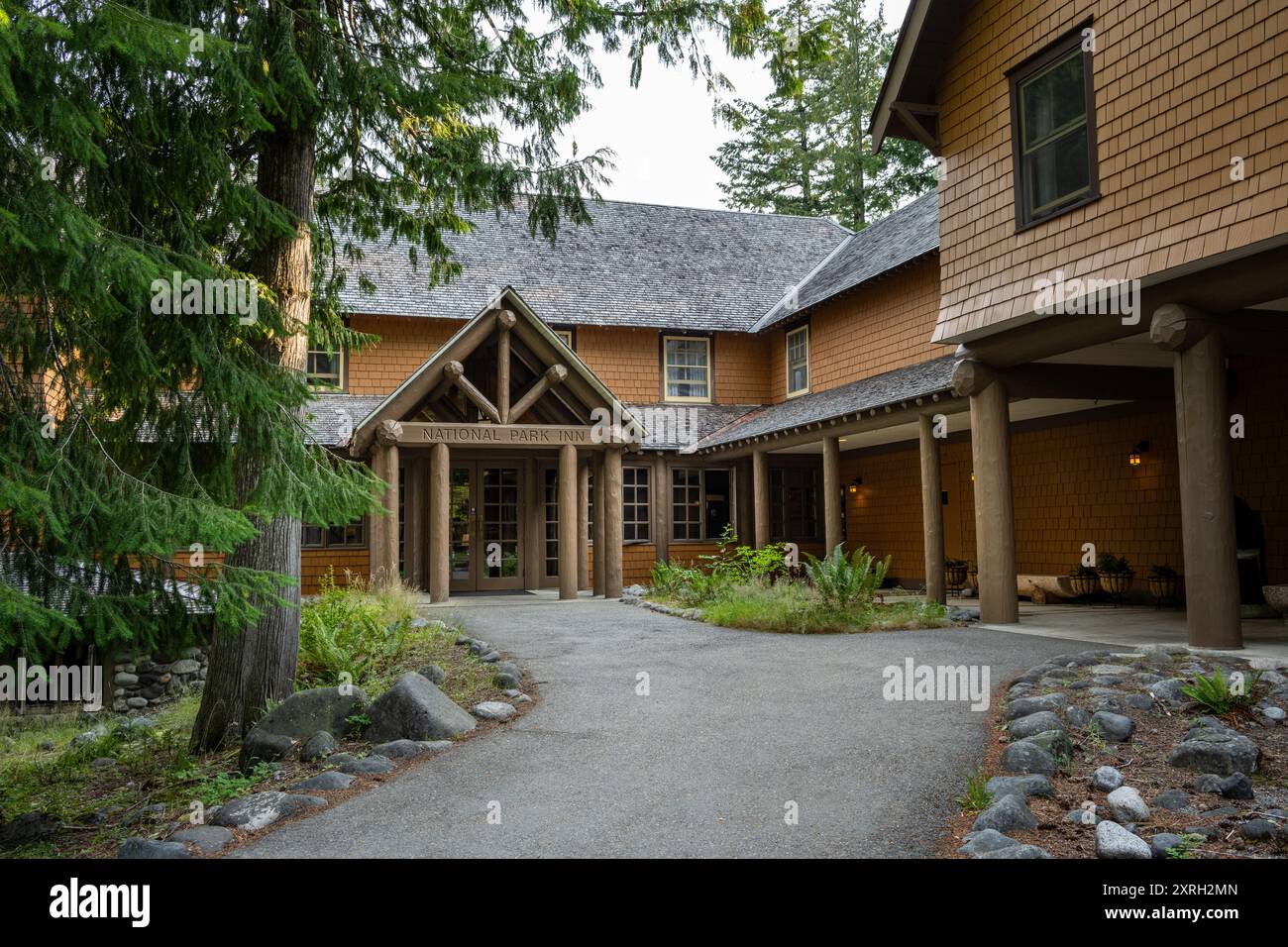 MOUNT RAINIER NATIONAL PARK, WA – AUG 2, 2024: National Park Inn at Longmire, classic national ...
