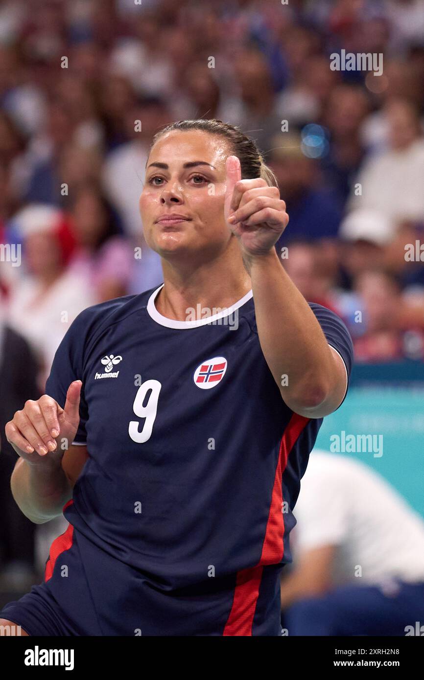 Lille, France. 10th Aug, 2024. Nora Moerk of Norway reacts during the ...