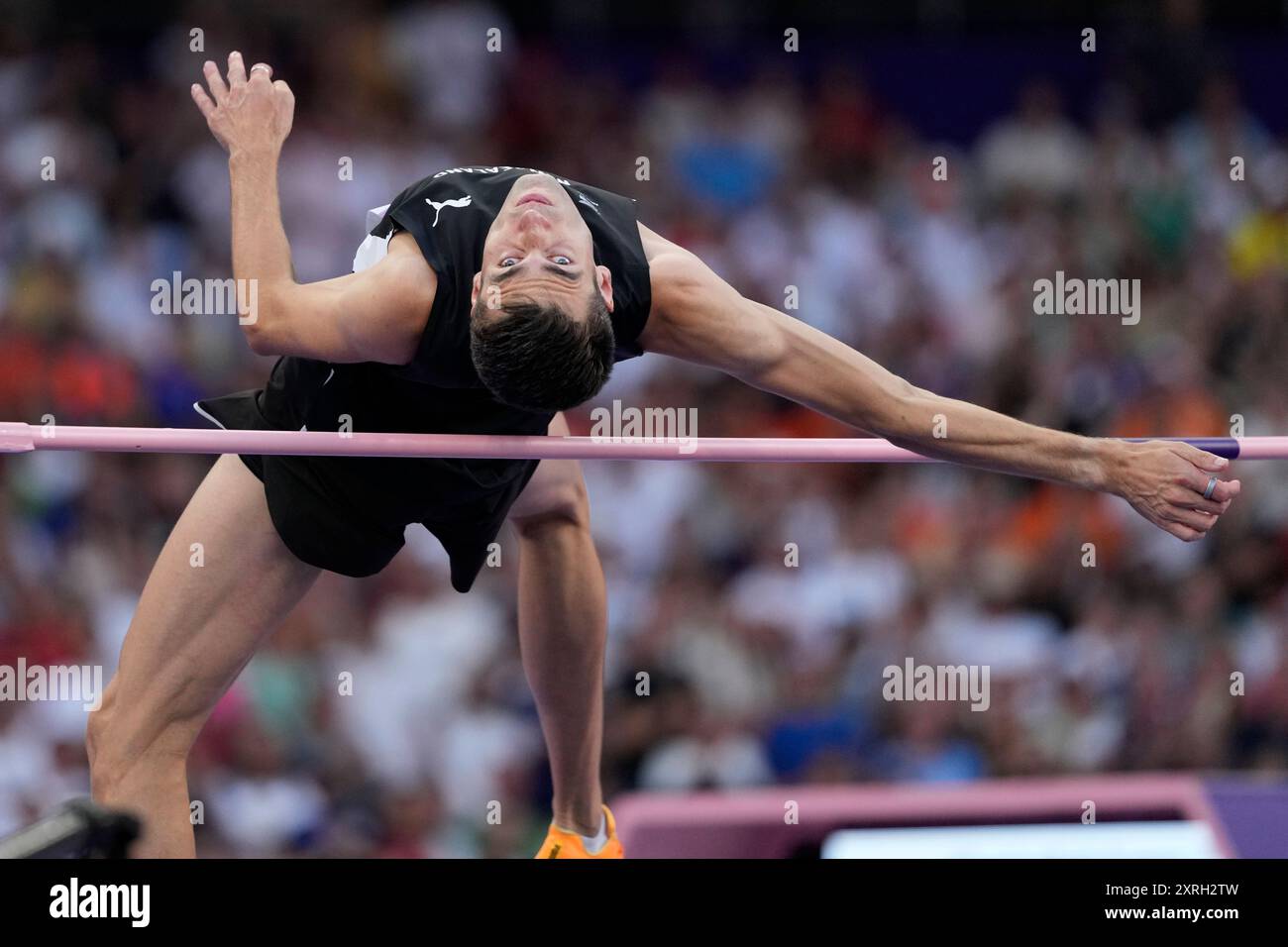 Hamish Kerr, of New Zealand, competes in the men's high jump final at ...