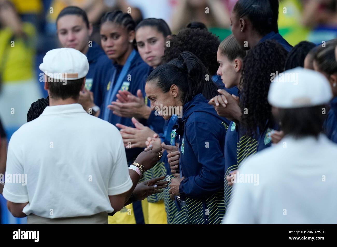 Brazil S Marta Receives Her Solver Medal After The Women S Soccer Gold