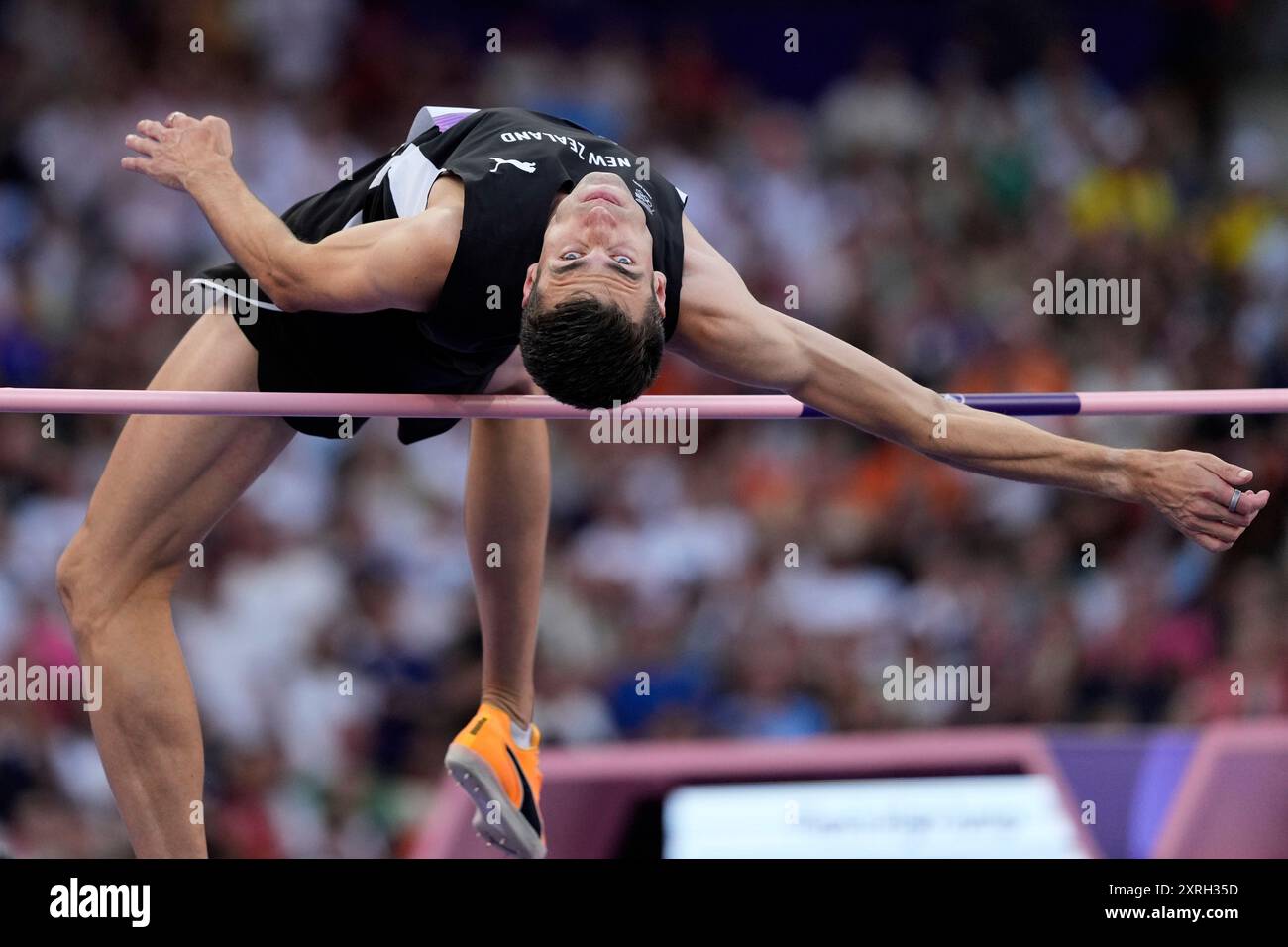 Hamish Kerr, of New Zealand, competes in the men's high jump final at ...