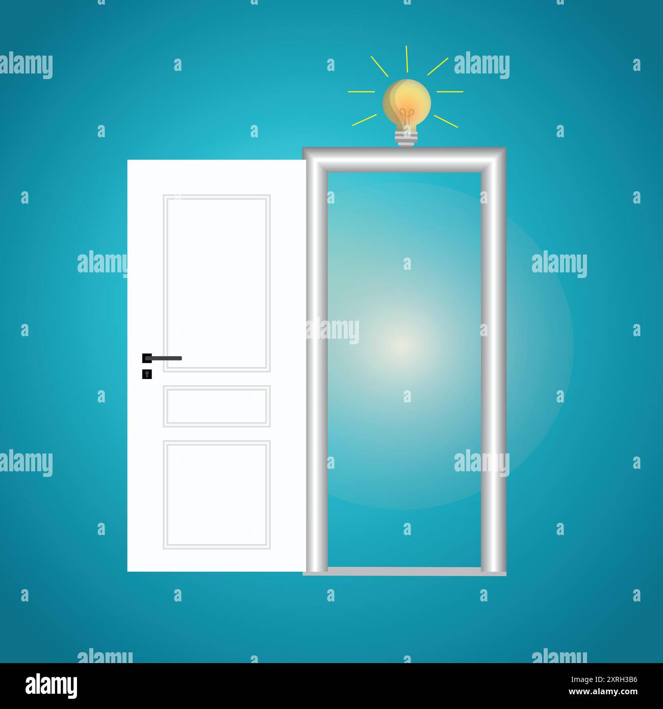 Open door with a lighted bulb above Stock Vector Image & Art - Alamy