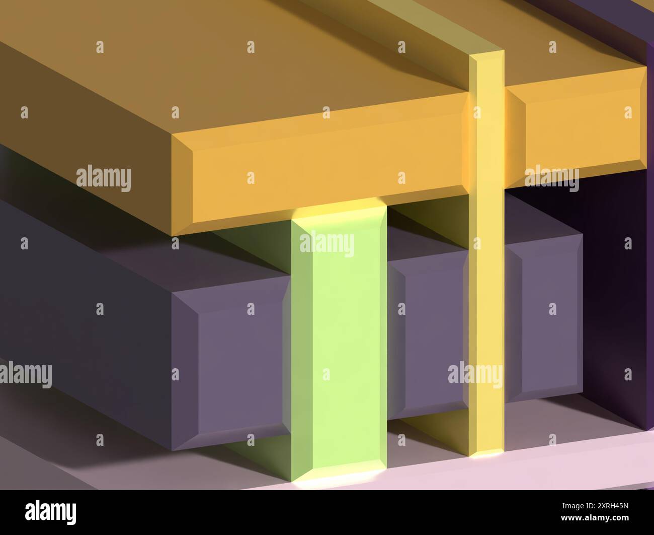 Intersecting multicolored blocks, 3D rendering illustration Stock Photo ...