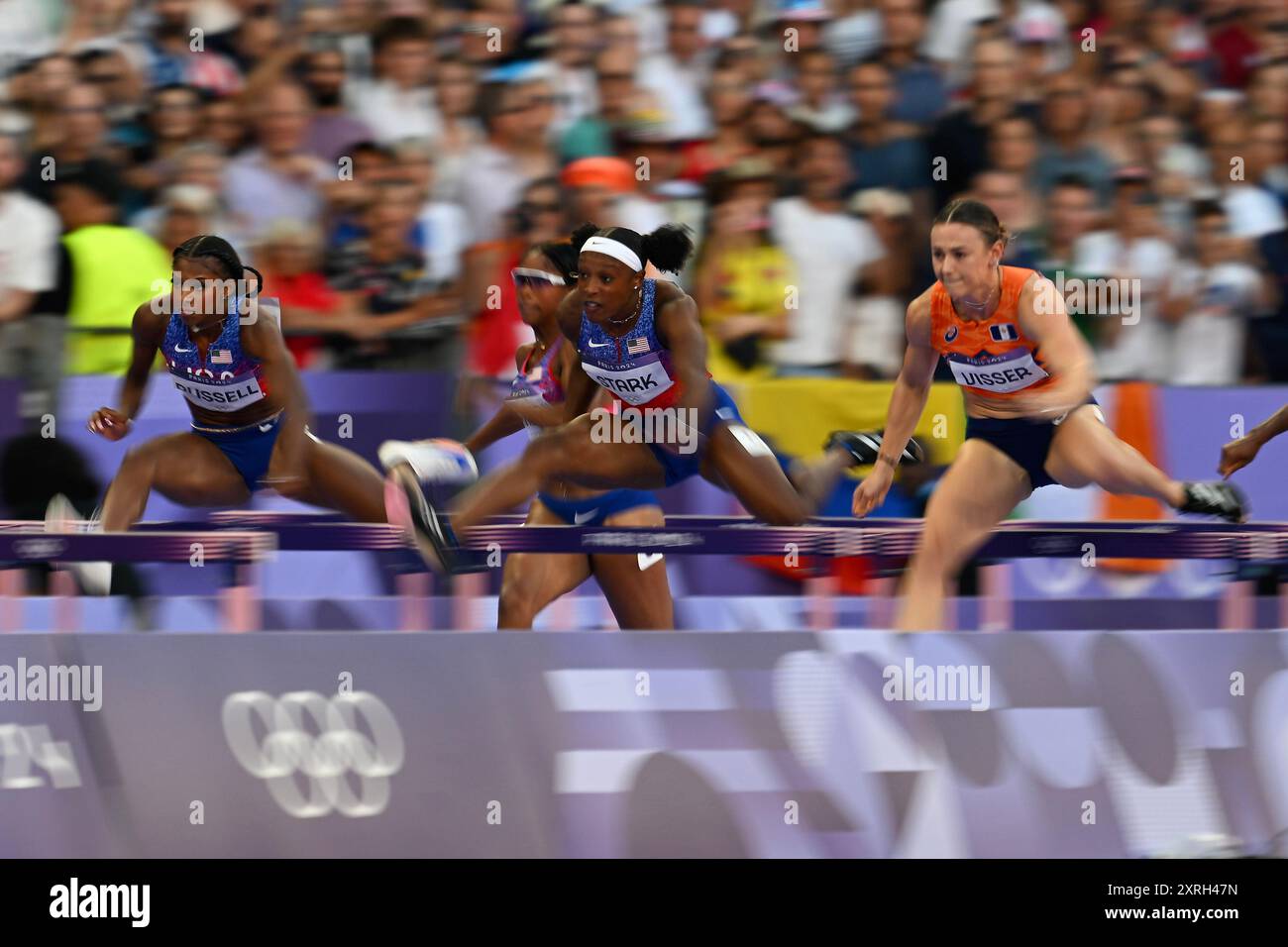 Saint Denis, France. 10th Aug, 2024. (L-R) American sprinter Masai ...