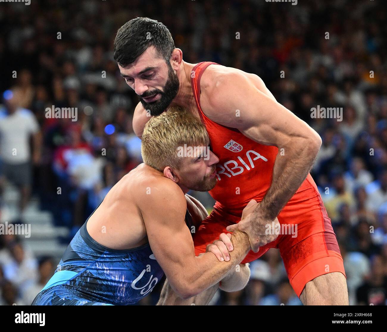 Paris, France. 10th Aug, 2024. Kyle Douglas Dake (in blue) of the ...