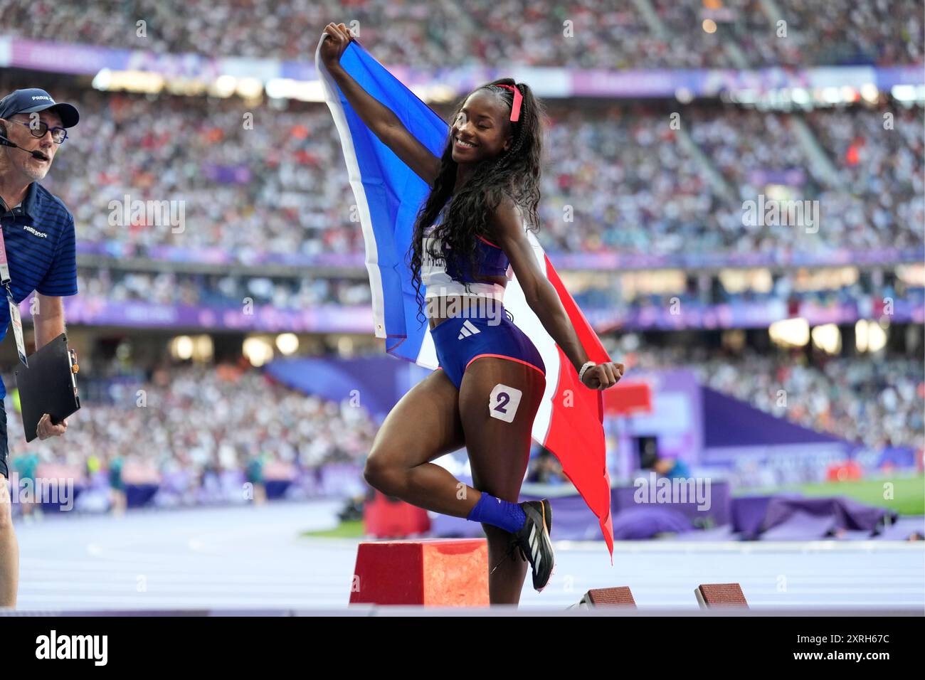 Cyréna Samba-Mayela, of France, poses after winning the silver medal in ...