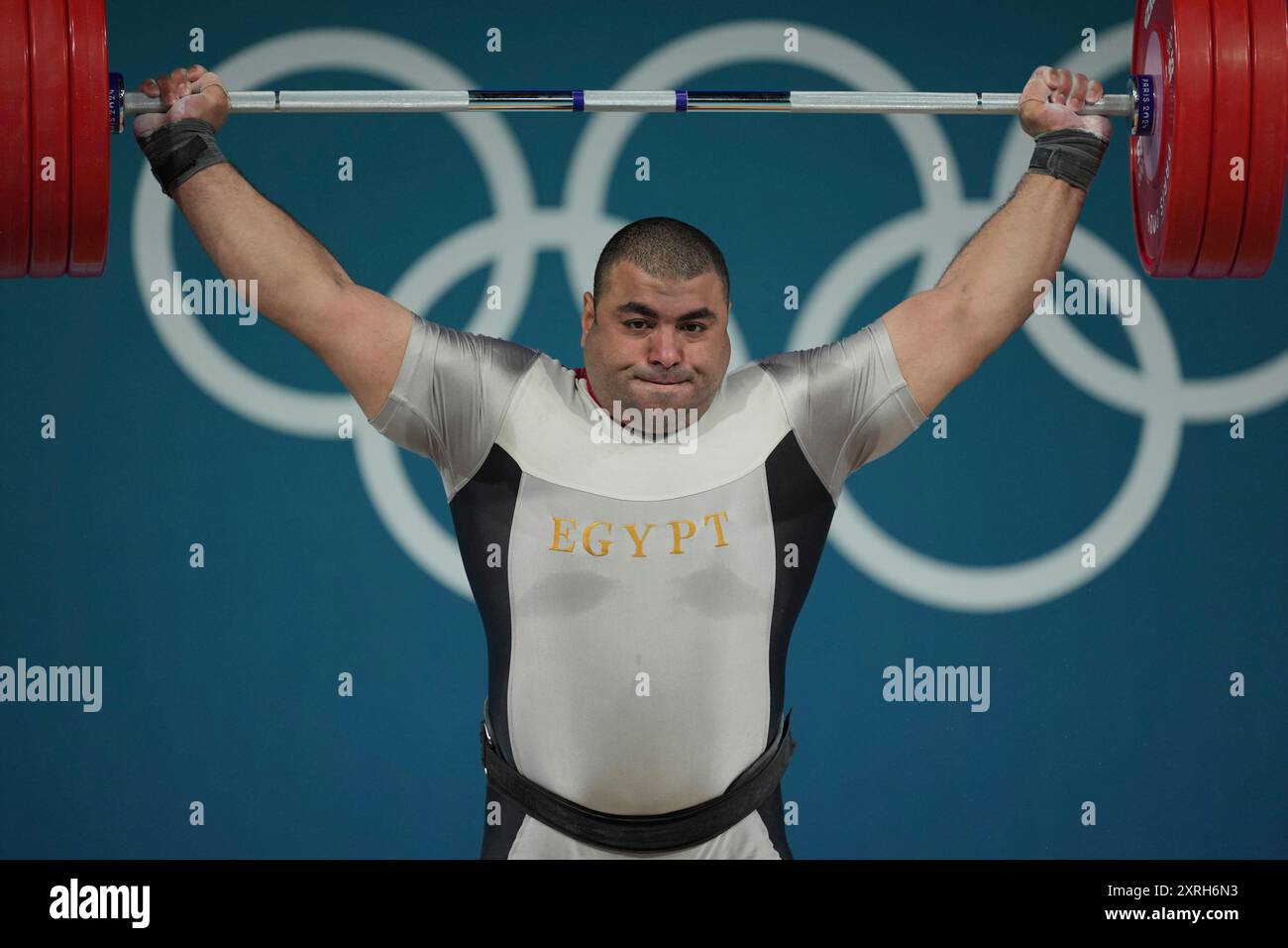 Abdelrahman Abdelaziz Elsayed of Egypt competes during the men's +102kg ...