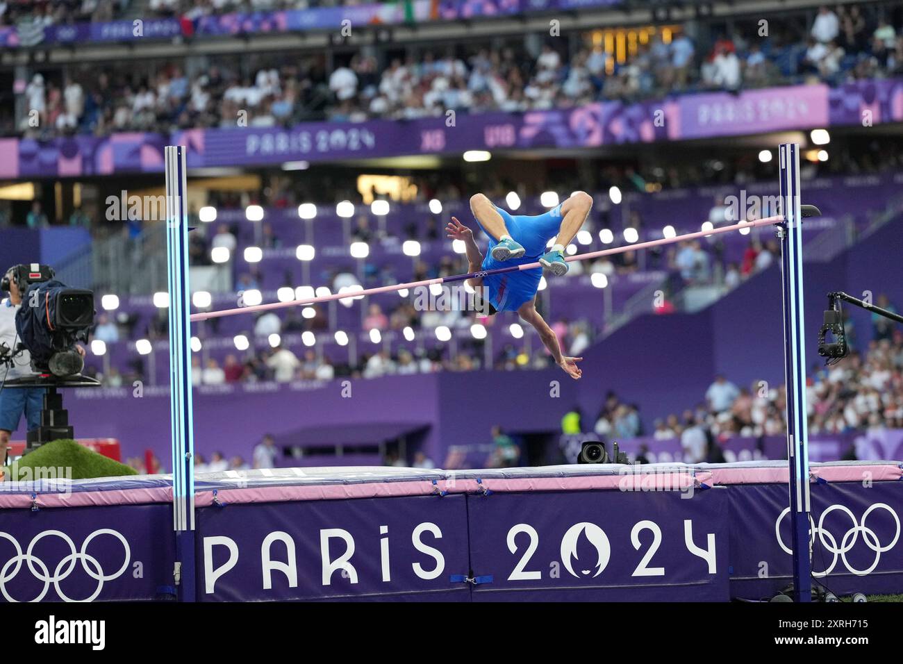 Stefano Sottile, of Italy, during the men's high jump final at the 2024 ...
