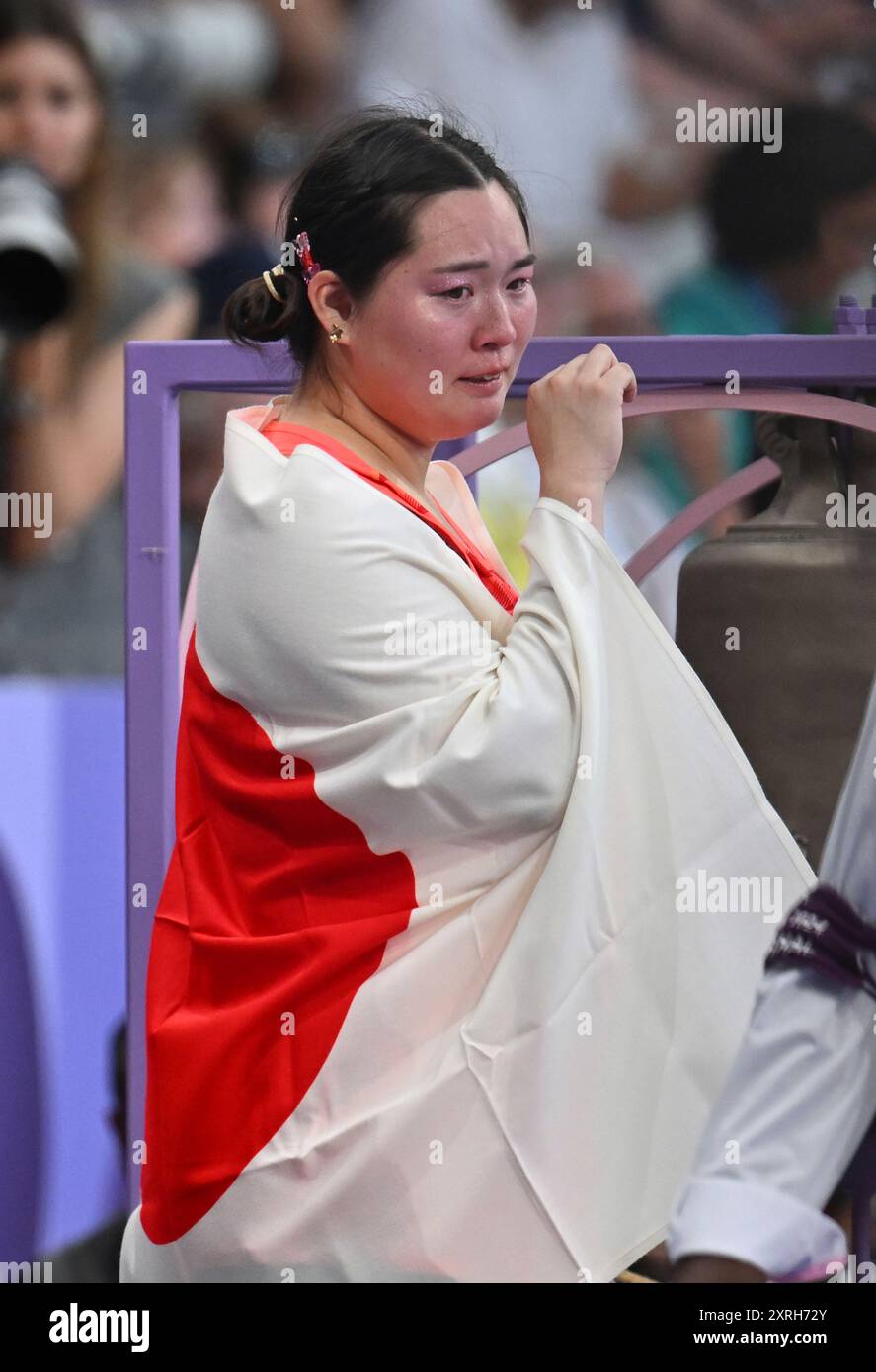 KITAGUCHI Haruka of Japan reacts after winning the women's javelin throw final of the Paris ...