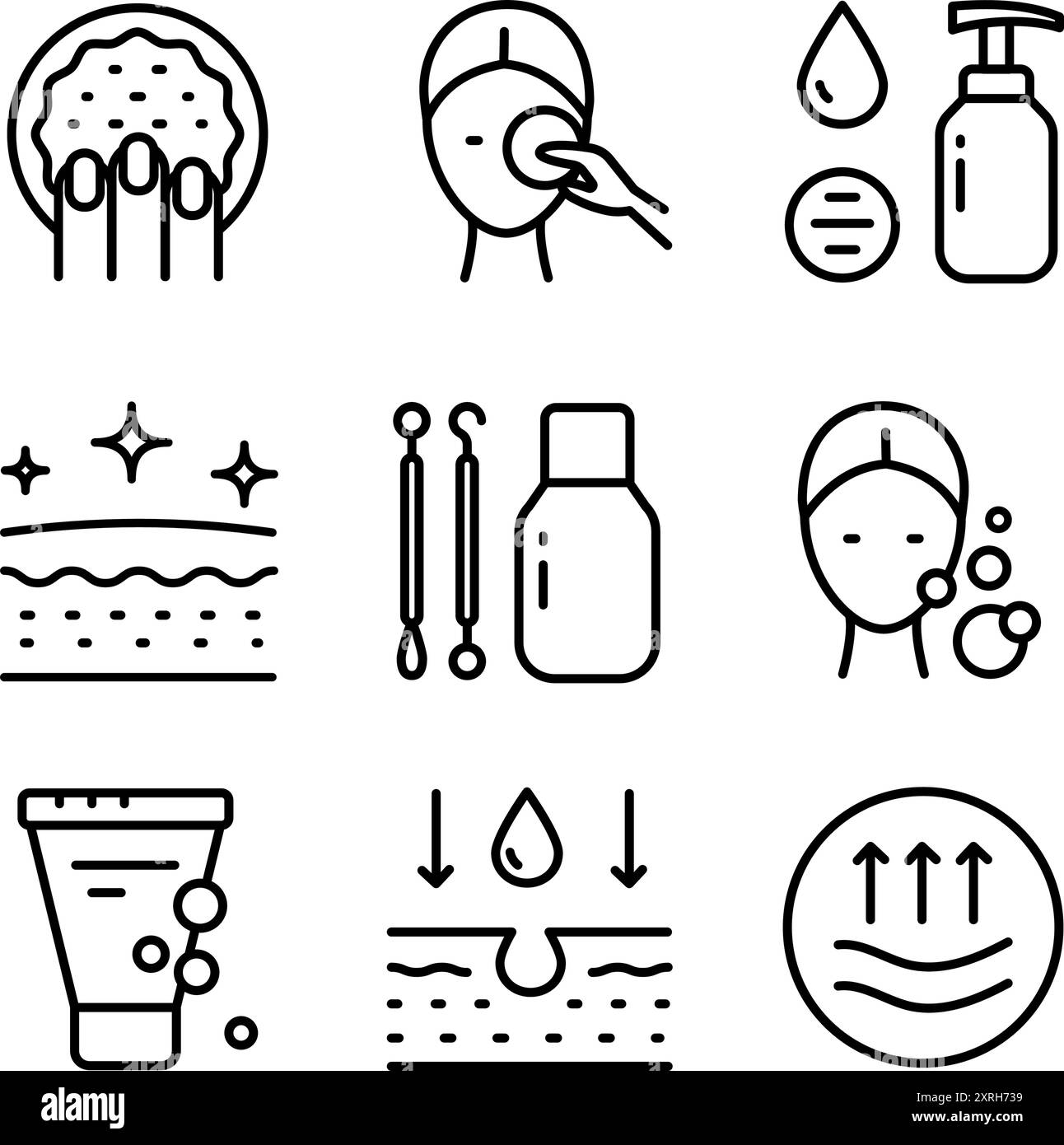 Skin care line icons set. Facial Skin Cleaner signs collection. Vector ...