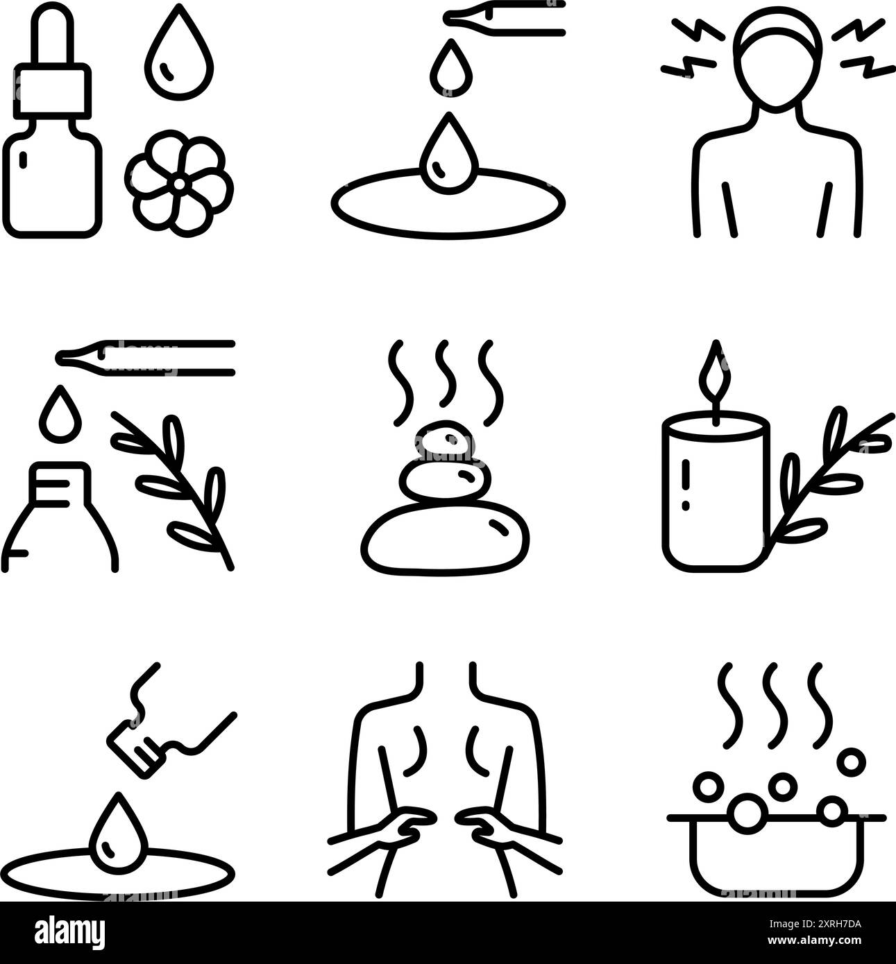 Essential oils aromatherapy line icons set. Outline collection of ...