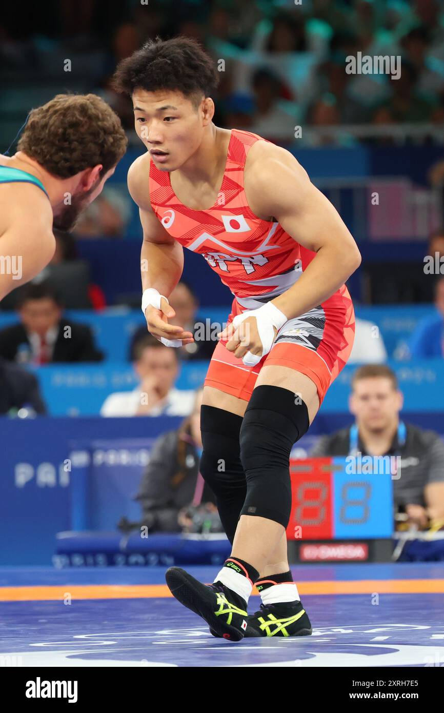 Paris, France. 10th Aug, 2024. Daichi Takatani (JPN) Wrestling : Men's Freestyle 74kg during the ...