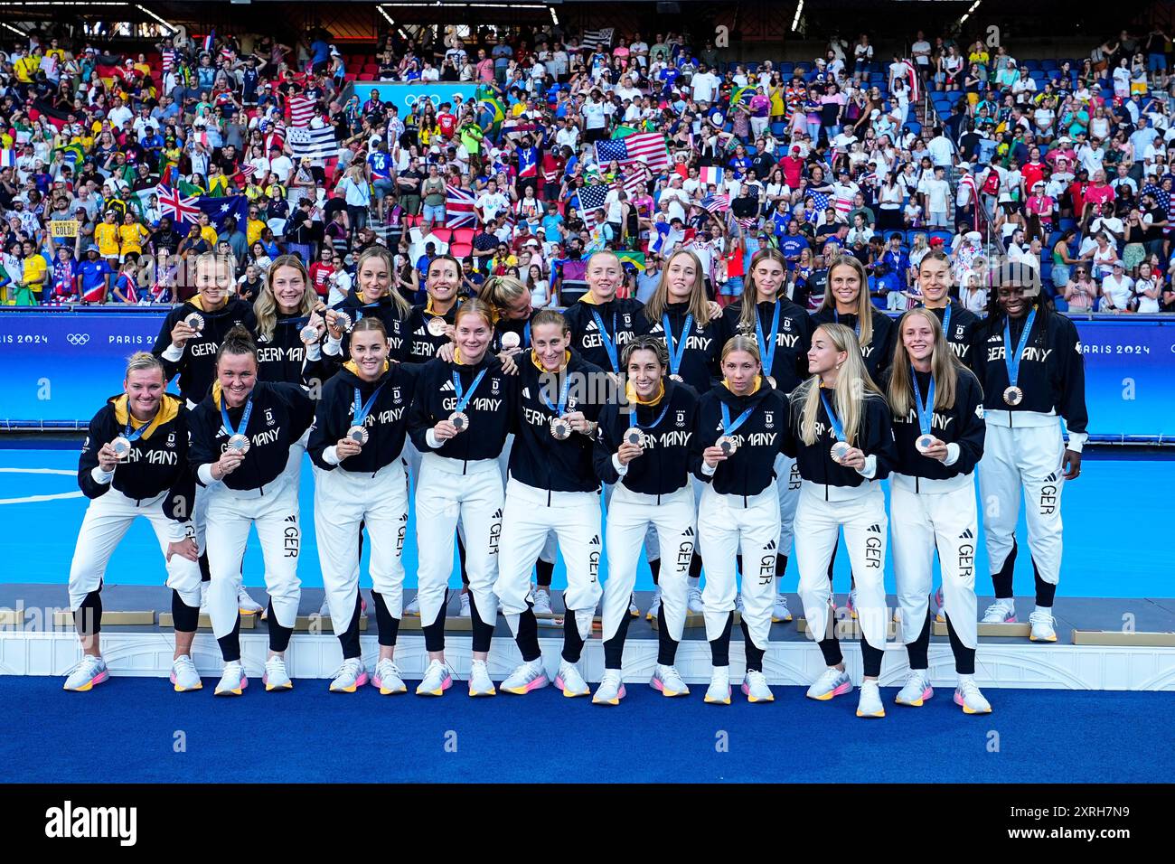 Bronze medalist Team of Germany pose for a photo with the medals after ...