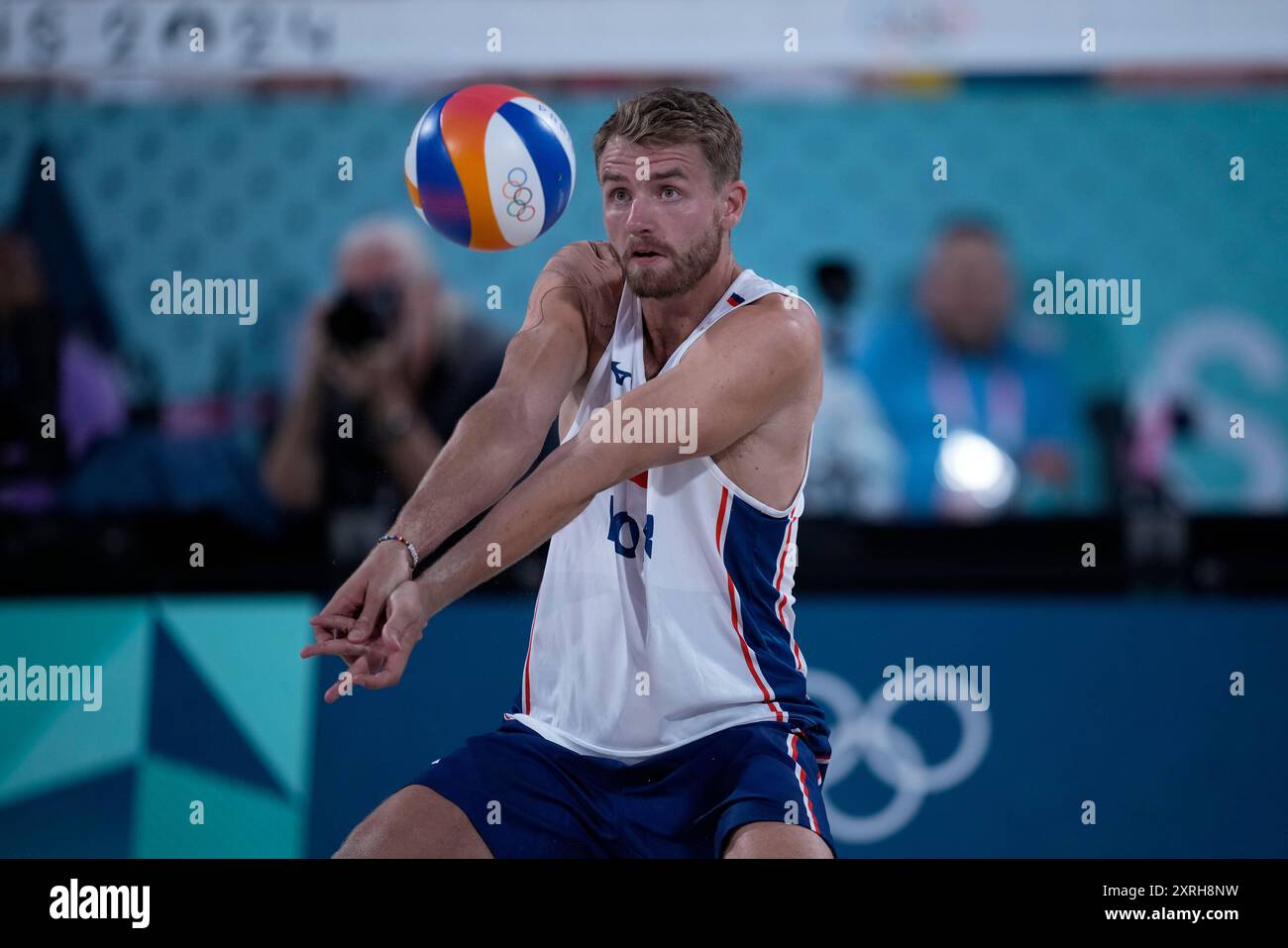 Norway's Christian Sandlie Sorum plays the ball during the beach ...