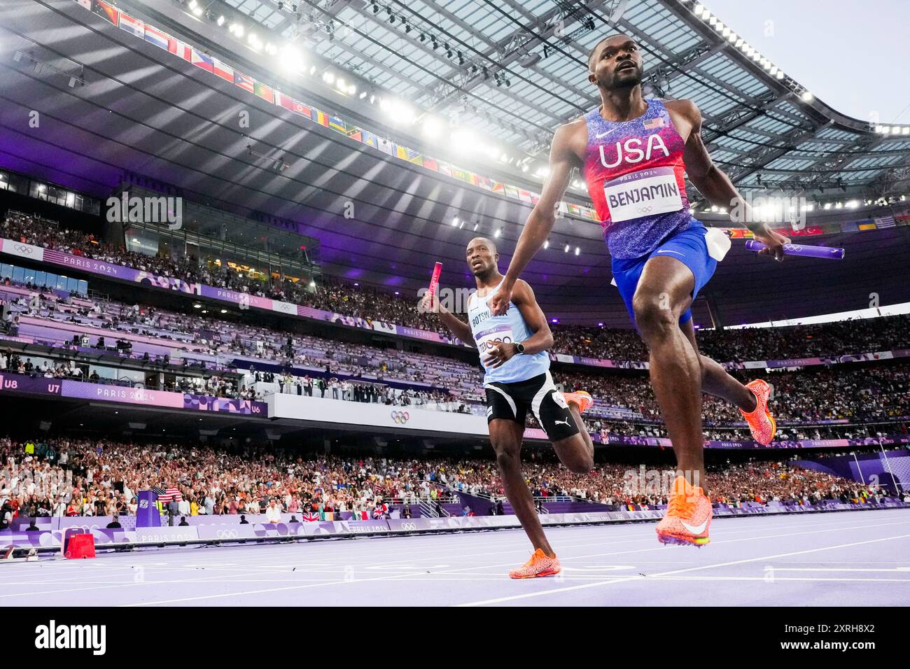 Rai Benjamin, of the United States, celebrates after winning the men's ...
