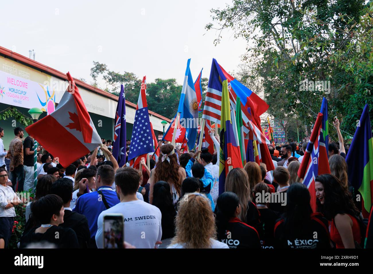 Parade of nations with their flags, participating in World Cup of ...