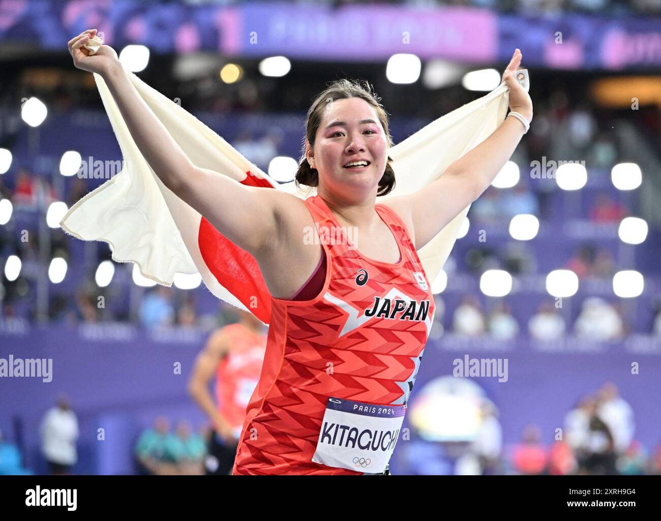 KITAGUCHI Haruka of Japan reacts after winning the women's javelin throw final of the Paris ...
