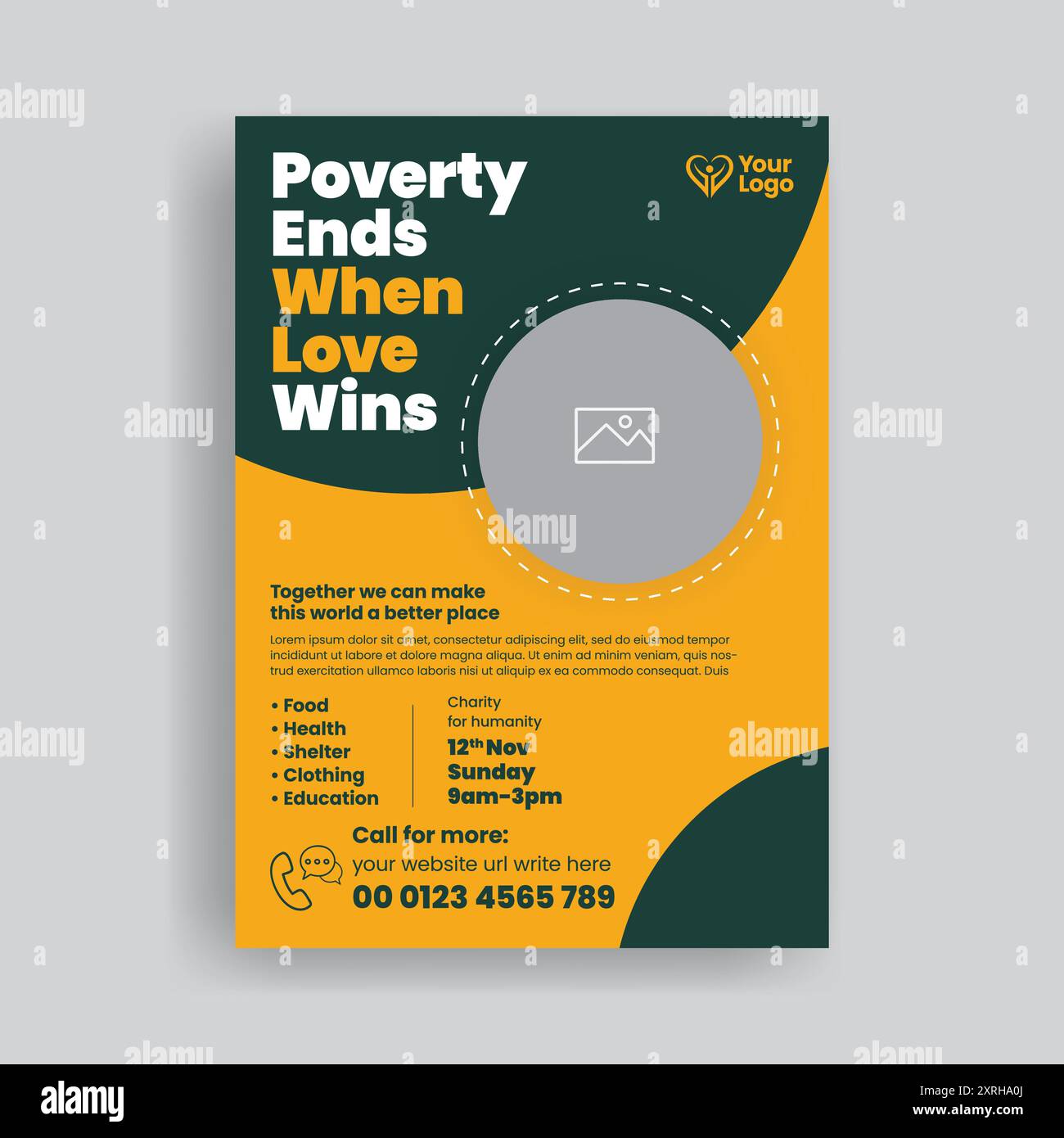 charity foundation and donation print flyer or poster template Stock ...