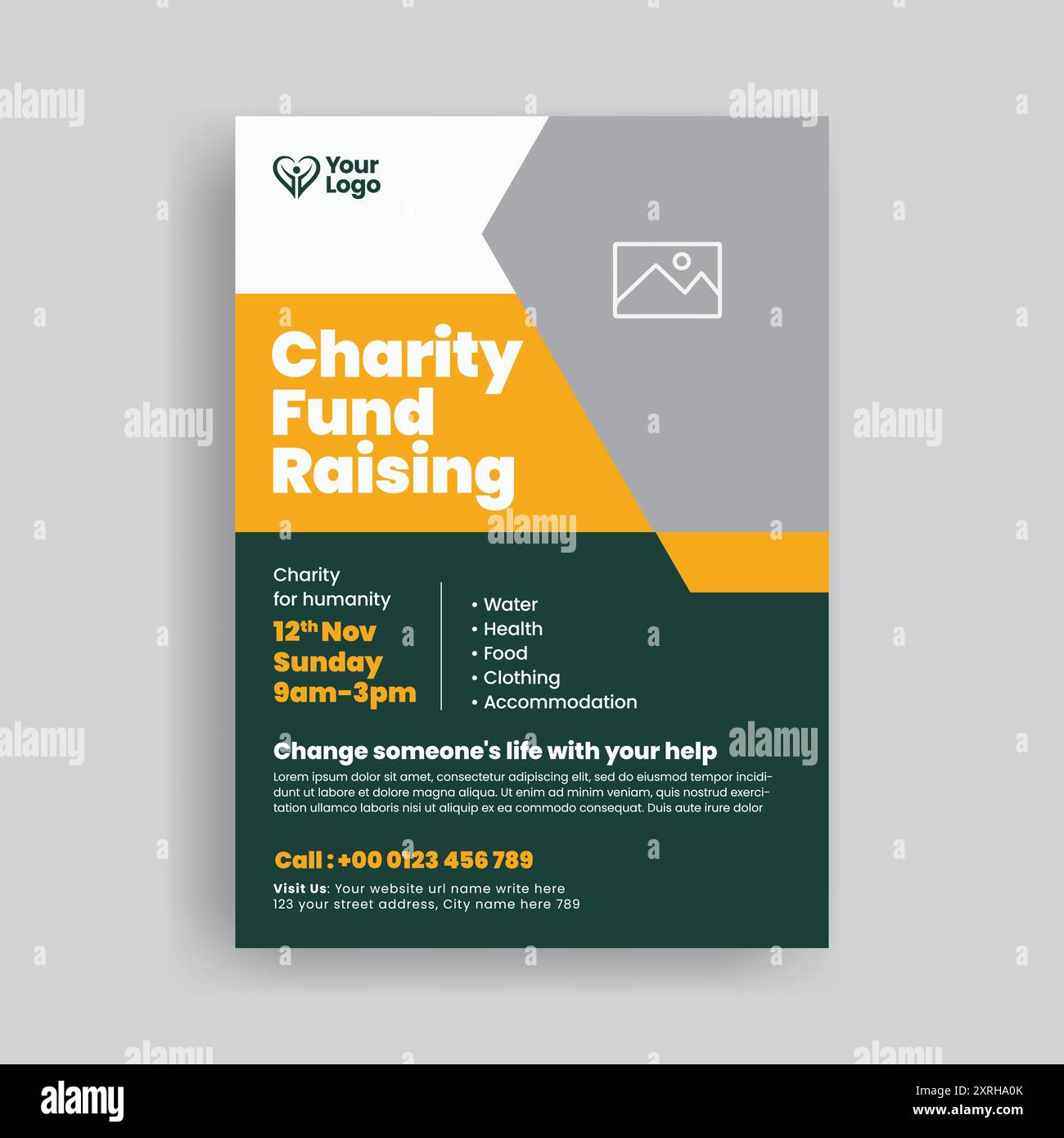 Charity fundraising event print flyer or poster template Stock Vector ...
