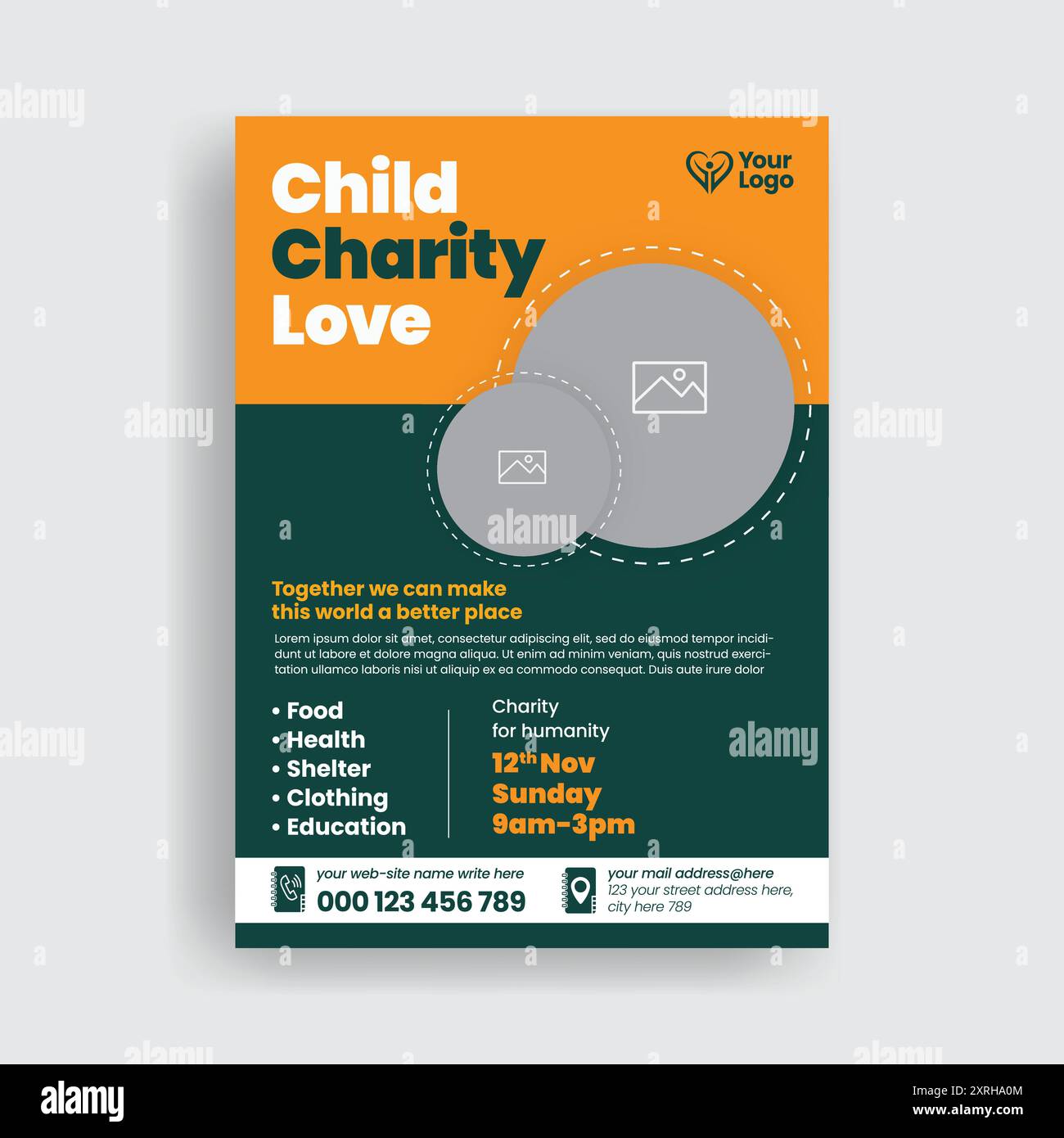 charity foundation and donation print flyer or poster template Stock ...