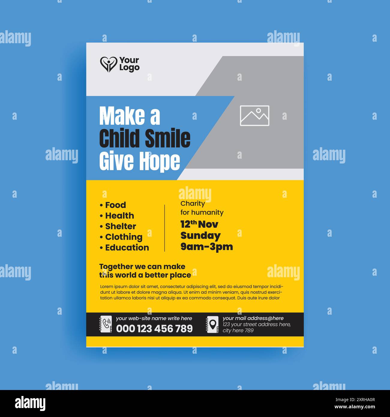 charity foundation and donation print flyer or poster template Stock ...