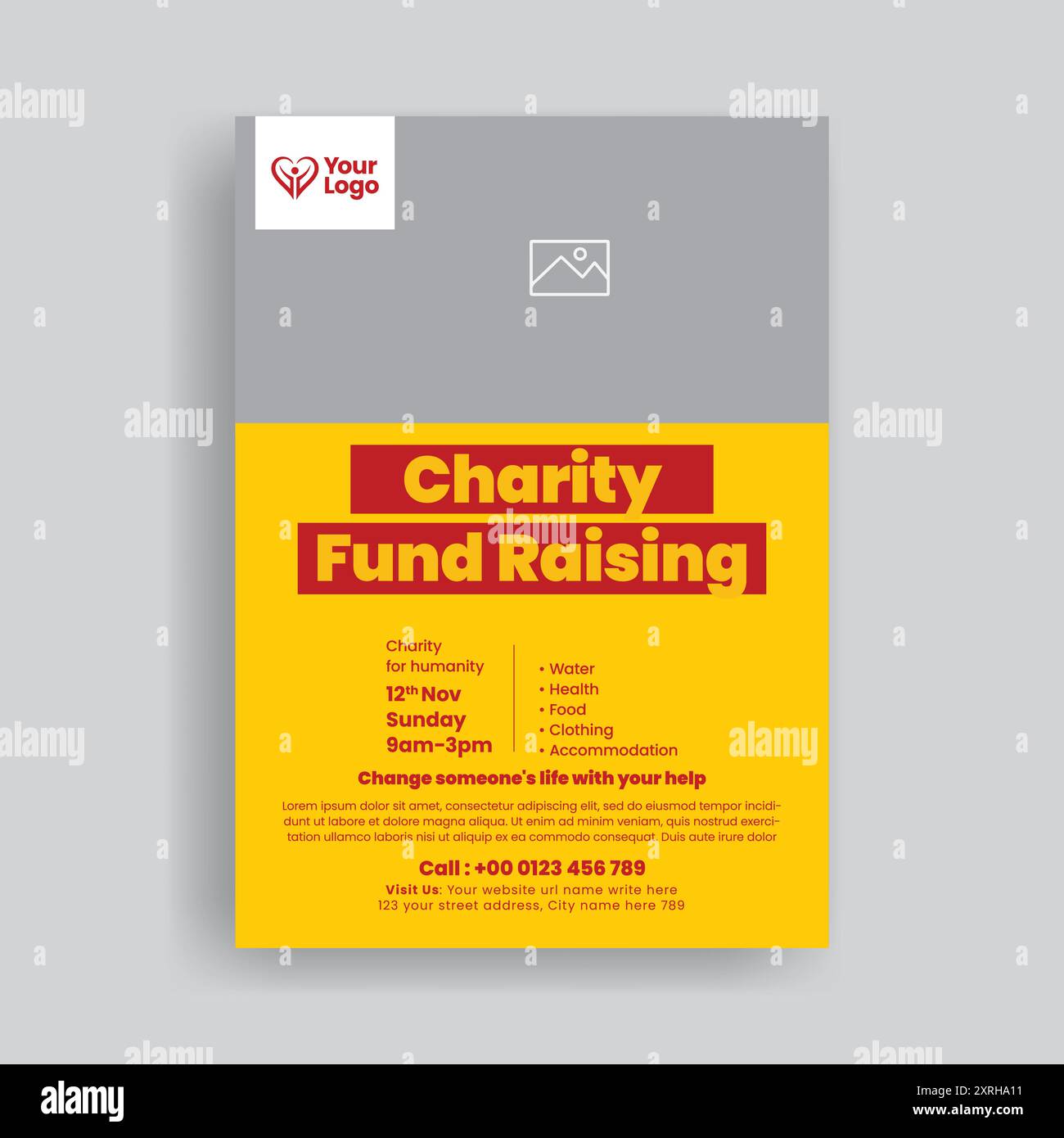 Charity fundraising event print flyer or poster template Stock Vector ...