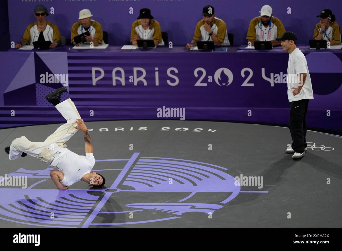 United States Victor Mantalvo, known as B-Boy Victor, left, and Japan's ...
