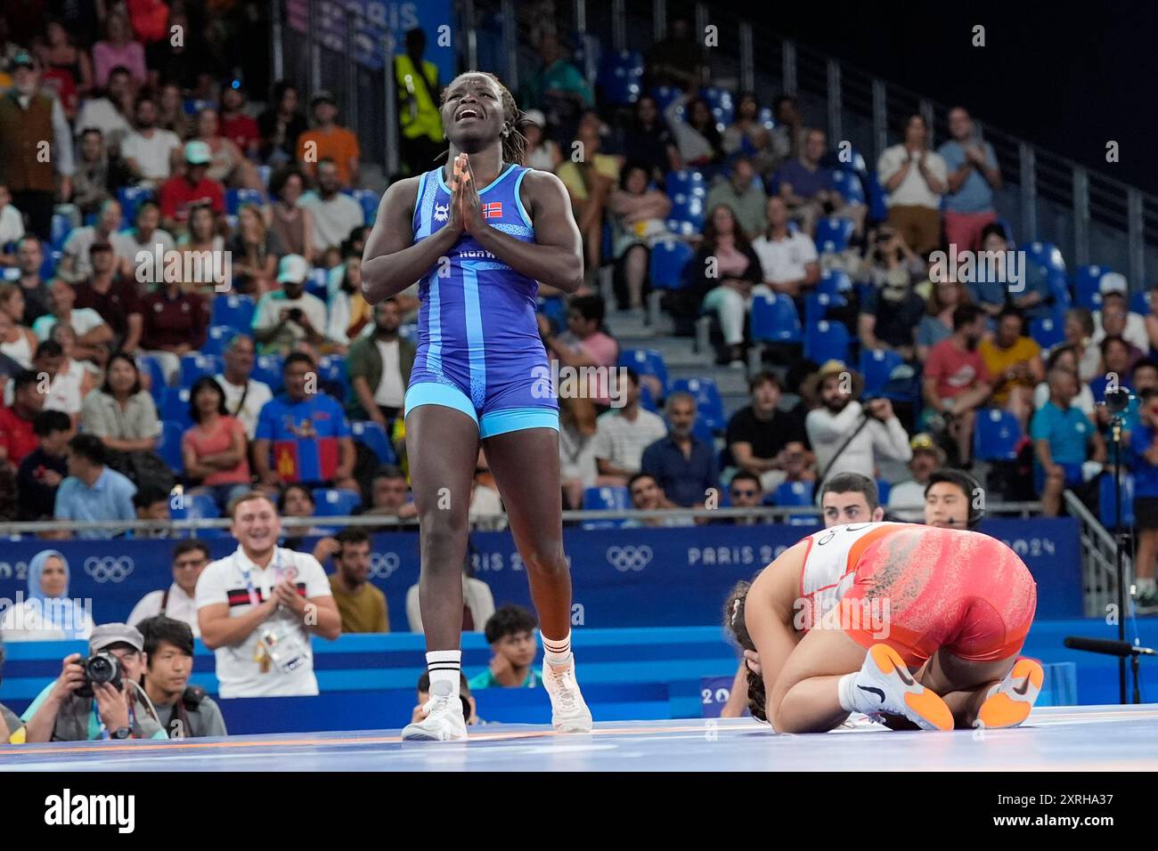 Norway's Grace Jacob Bullen celebrates after defeating Canada's Ana ...