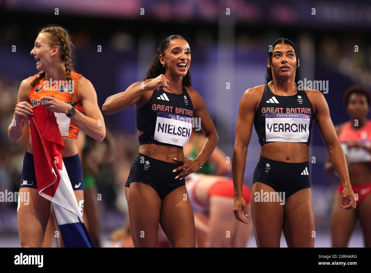 Great Britain's Laviai Nielsen and Nicole Yeargin celebrate winning ...