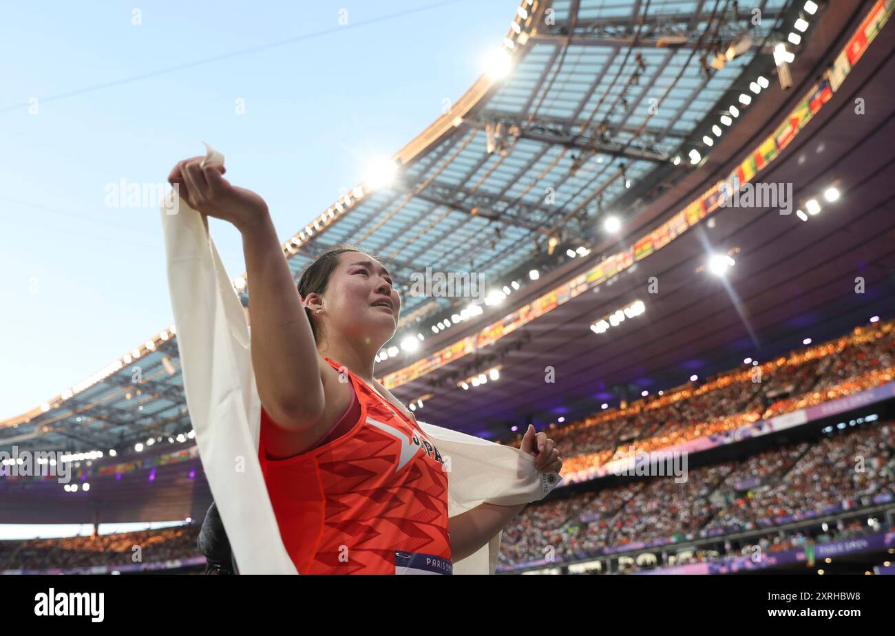 KITAGUCHI Haruka of Japan reacts after winning the women's javelin throw final of the Paris ...