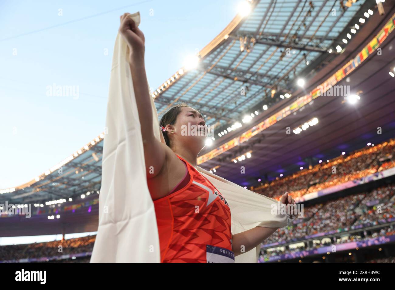 KITAGUCHI Haruka of Japan reacts after winning the women's javelin throw final of the Paris ...