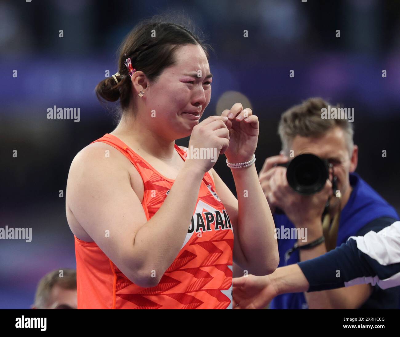 KITAGUCHI Haruka of Japan reacts after winning the women's javelin throw final of the Paris ...