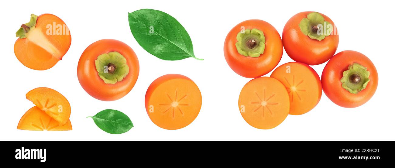Persimmon fruit isolated on white background with full depth of field ...