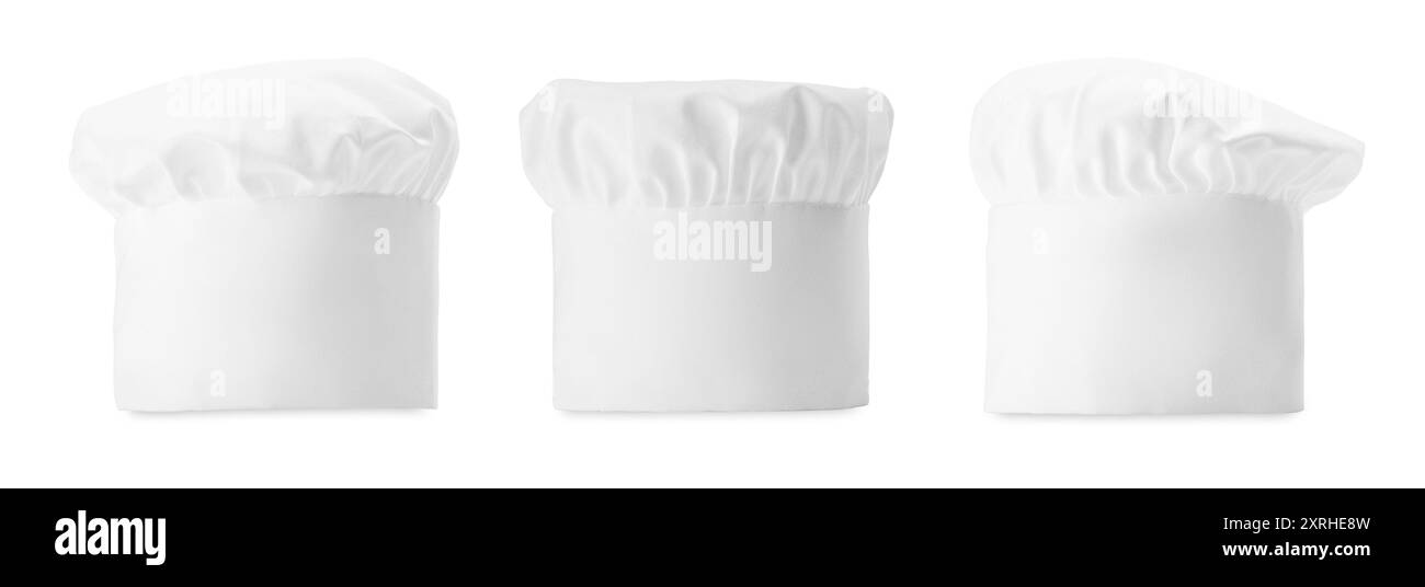 Chef hat isolated on white, collage. Uniform Stock Photo - Alamy