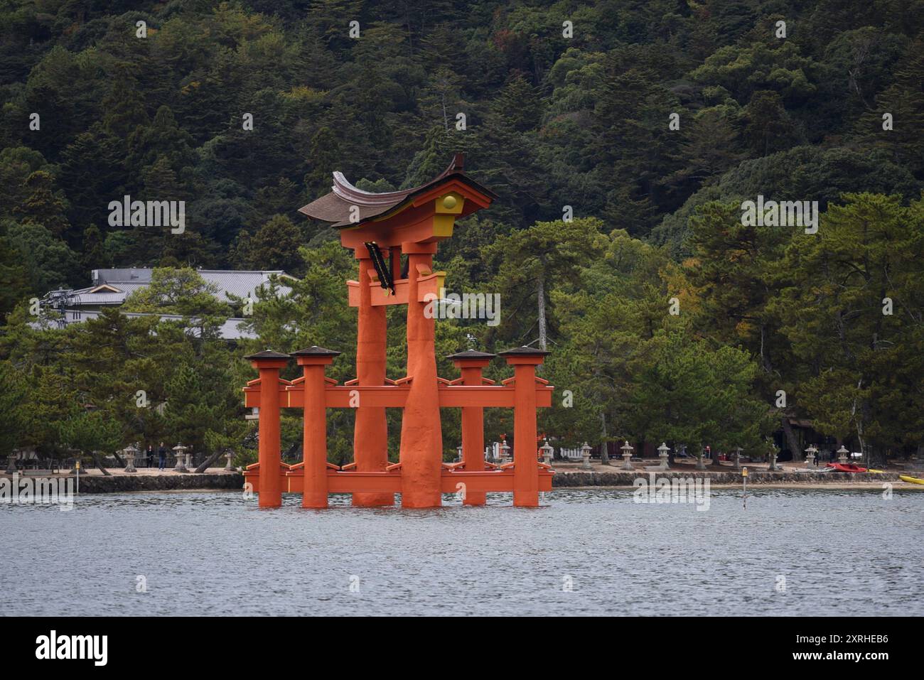 Landscape with panoramic view of Itsukushima Shrine a floating Shinto ...