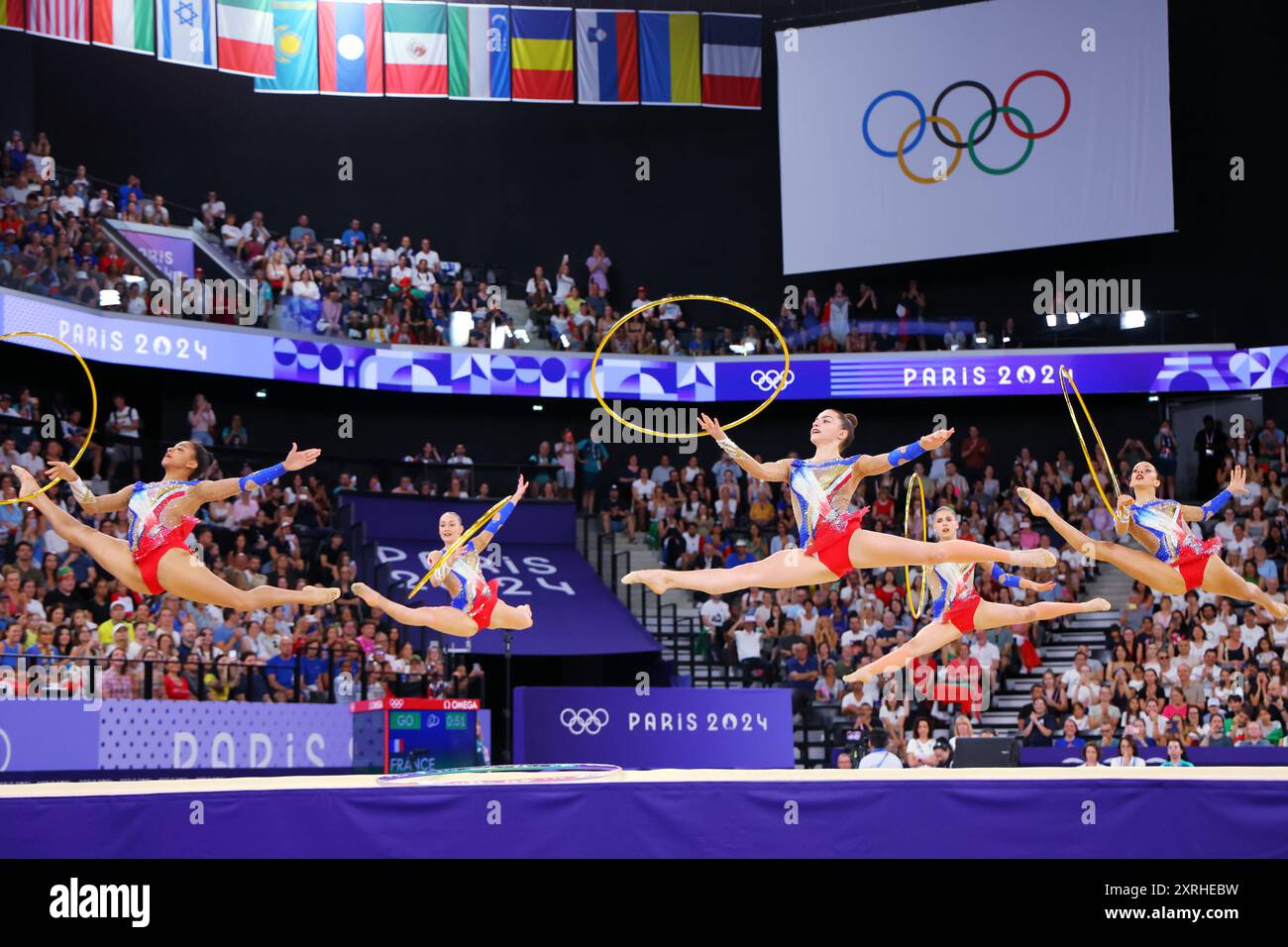 Paris, France. 10th Aug, 2024. France team group (FRA) Rhythmic ...