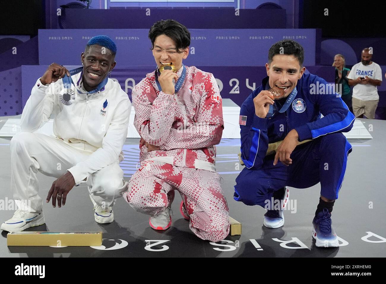 Gold medallist Canada's Philip Kim, known as B-Boy Phil Wizard, center ...
