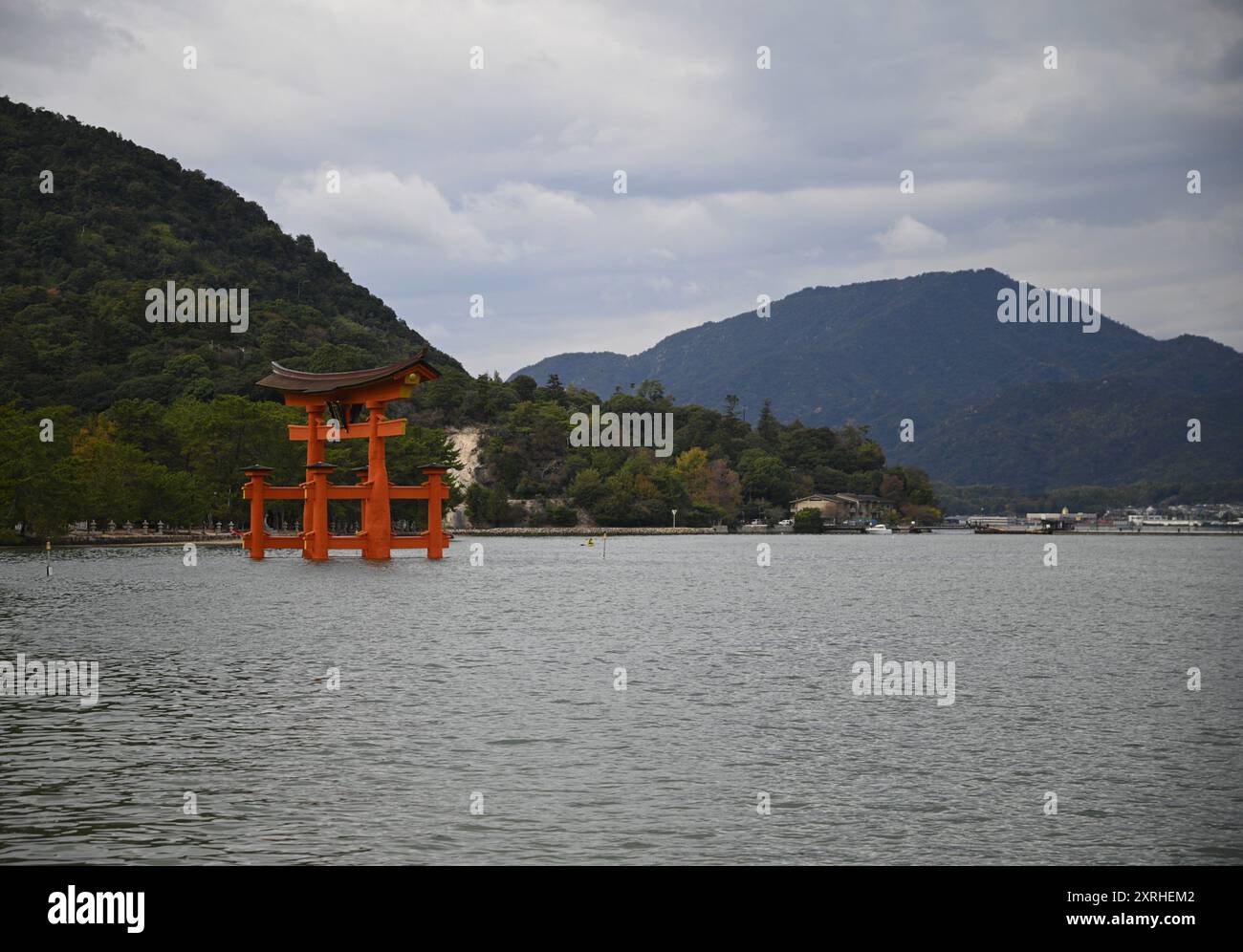 Landscape with panoramic view of Itsukushima Shrine a floating Shinto ...