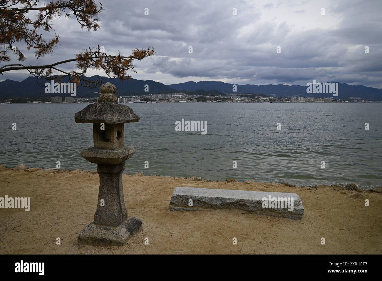 Landscape with scenic view of Dai-dōrō the traditional stone lanterns ...