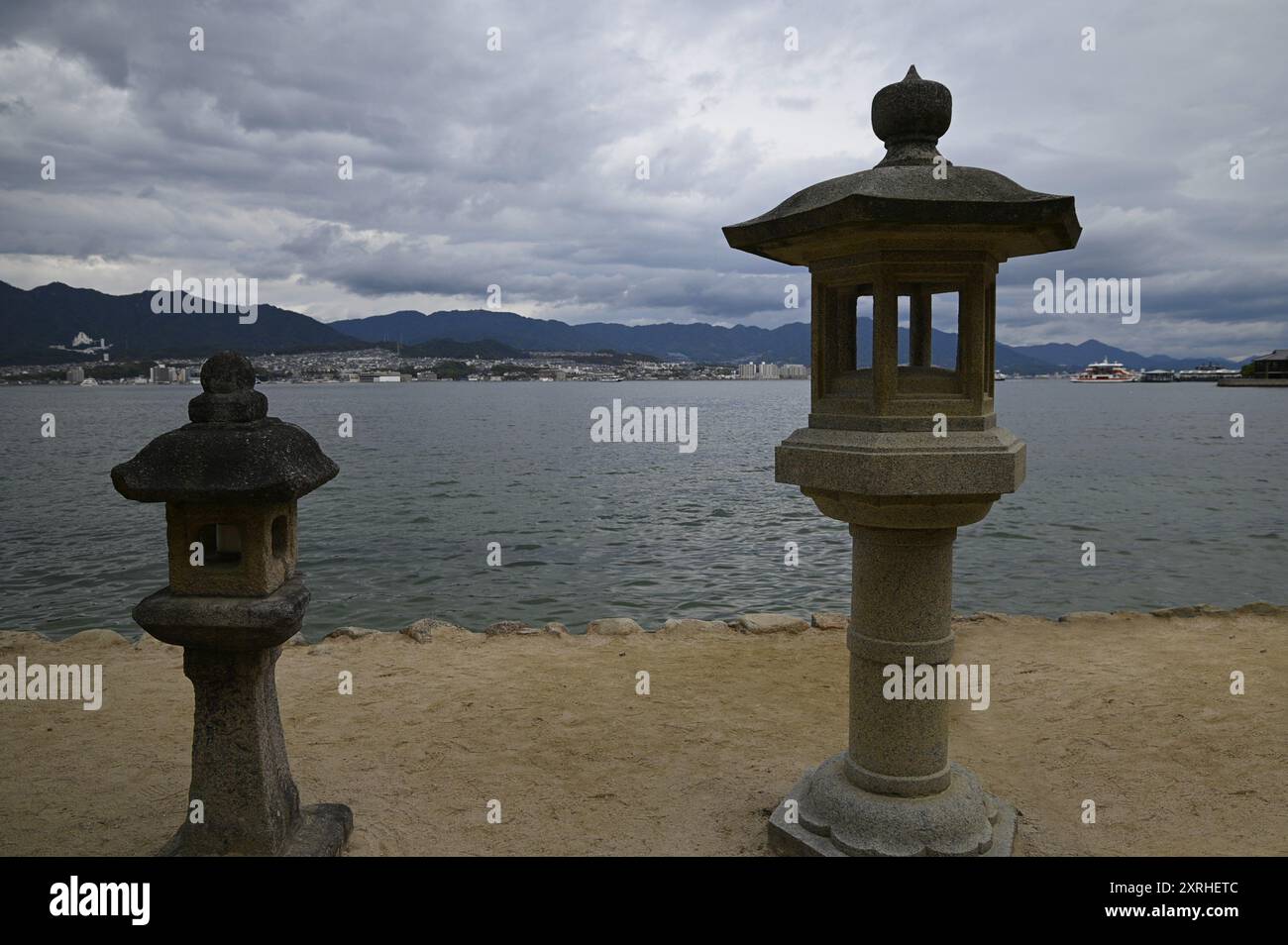 Landscape with scenic view of Dai-dōrō the traditional stone lanterns ...