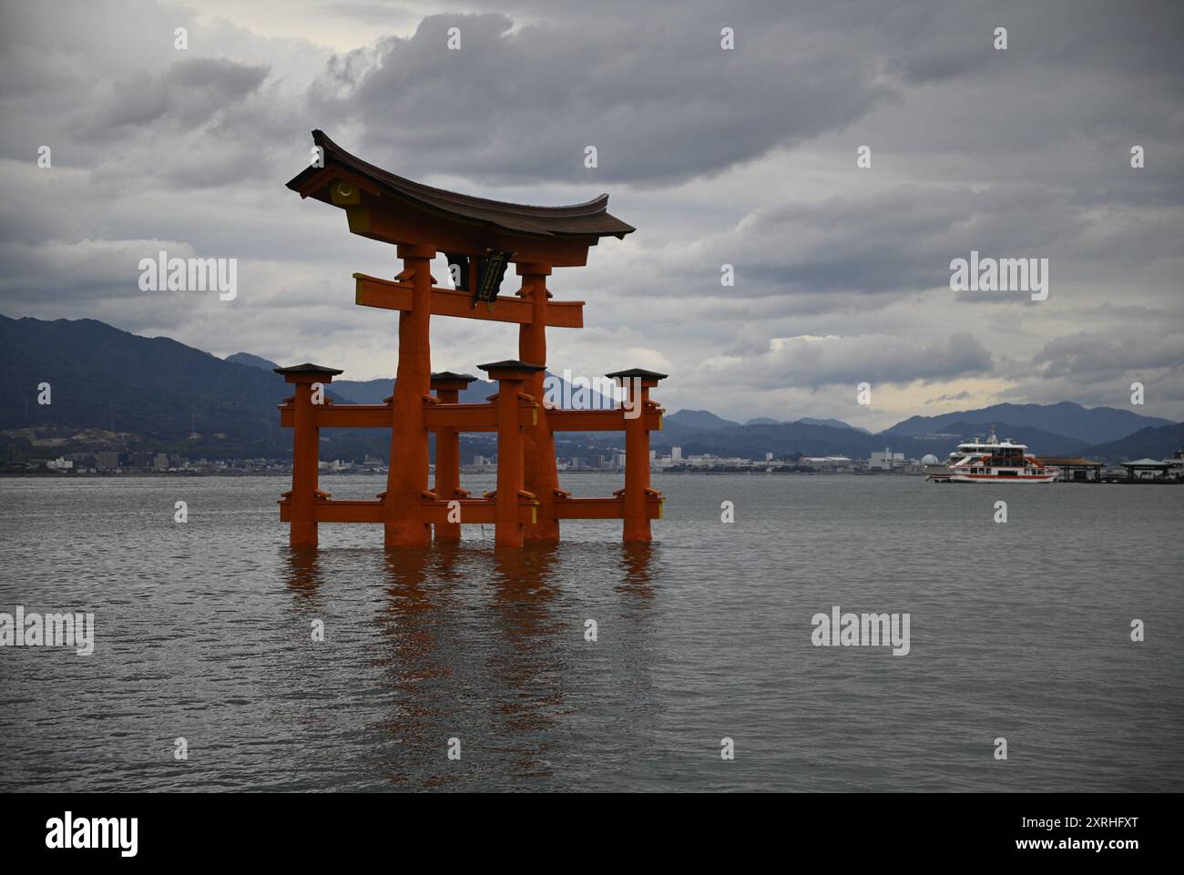 Landscape with panoramic view of Itsukushima Shrine a floating Shinto ...