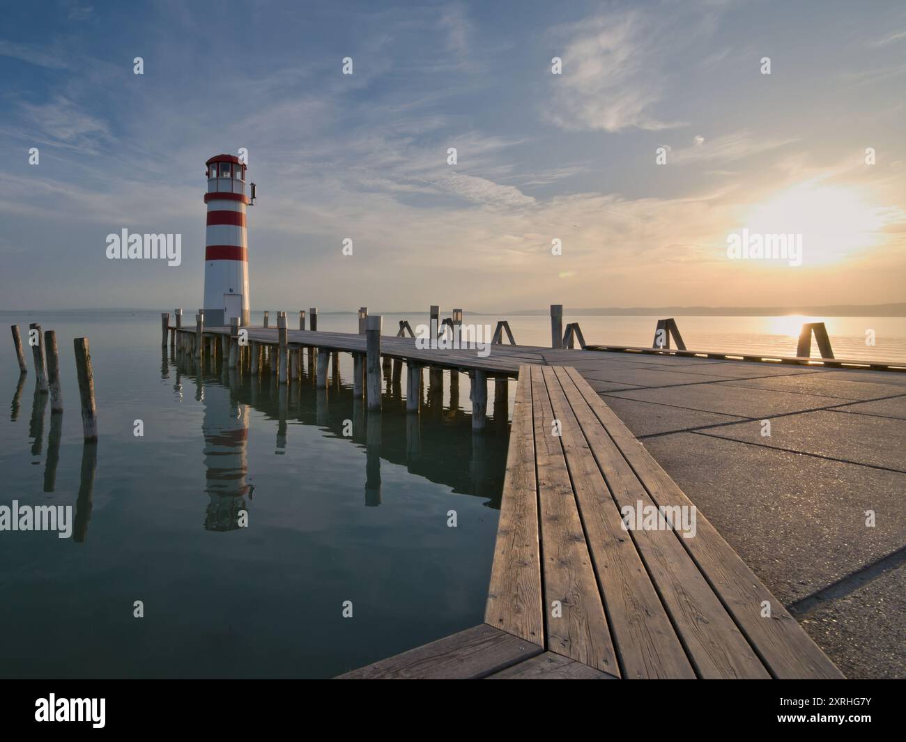 Famous lighthouse on the bank of Neusiedler See. Tourist attraction of ...