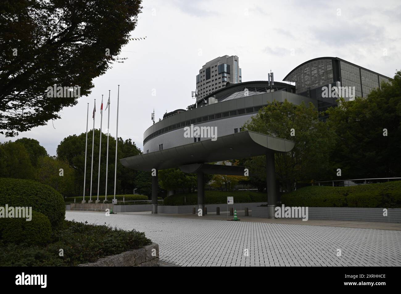 Landscape with scenic view of the Hiroshima Prefectural Sports Center ...