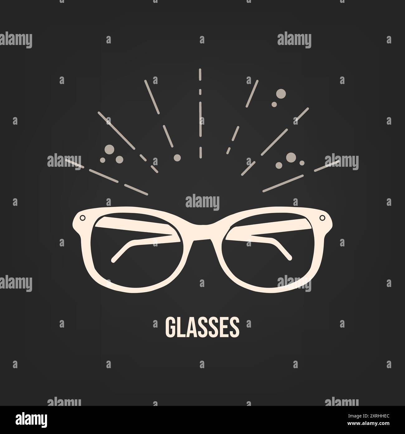 Sketch of reading glasses, hand-drawn Dark background. Vector Stock ...