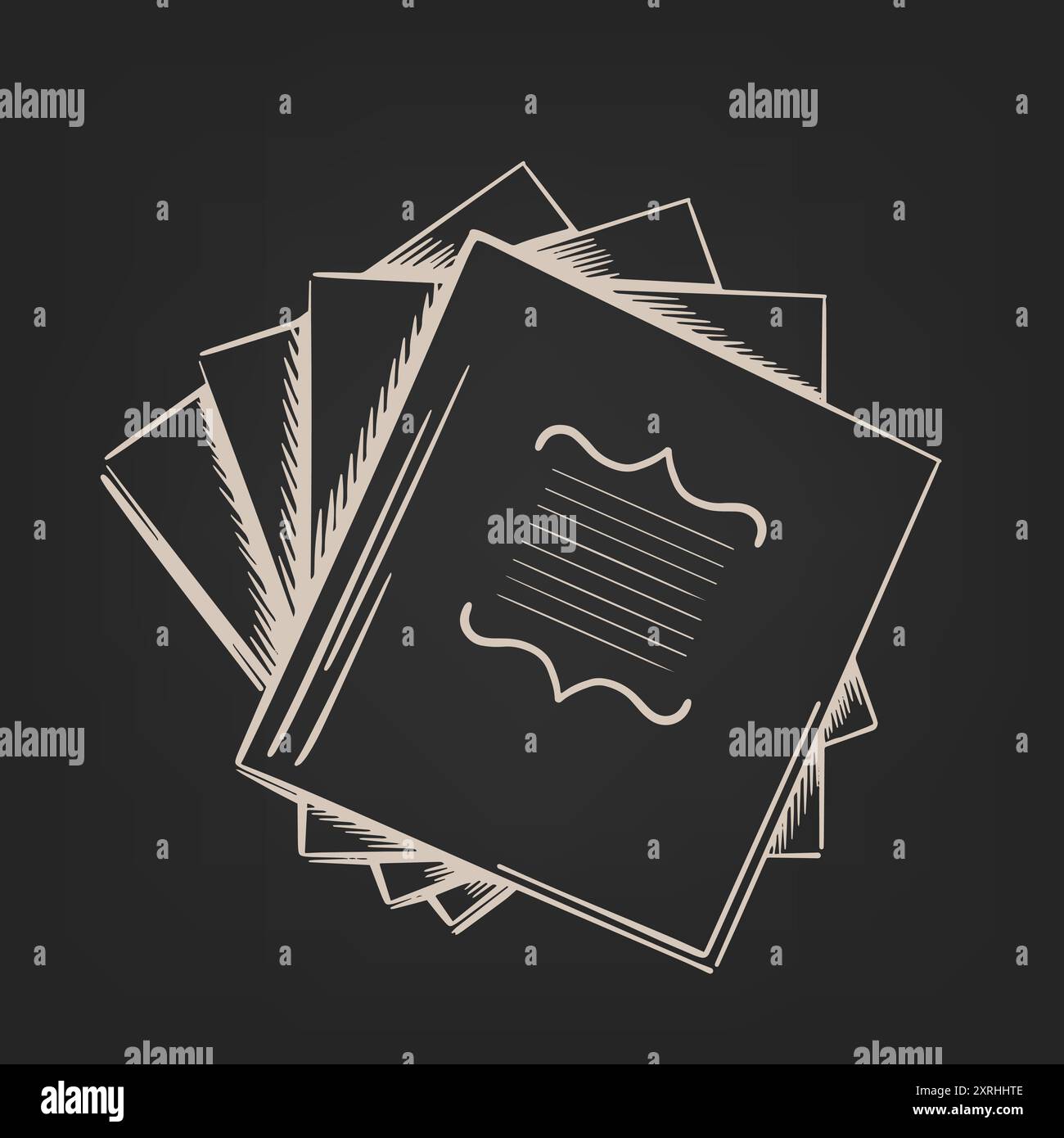 Sketch school notebooks stack hand-drawn on a dark background. Vector ...