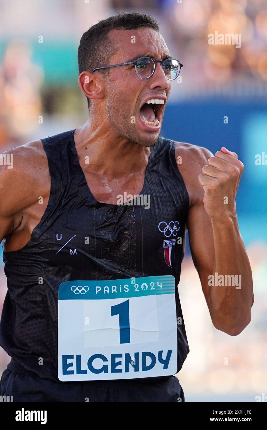 Paris, France. 10th Aug, 2024. Ahmed Elgendy of Egypt celebrates after ...