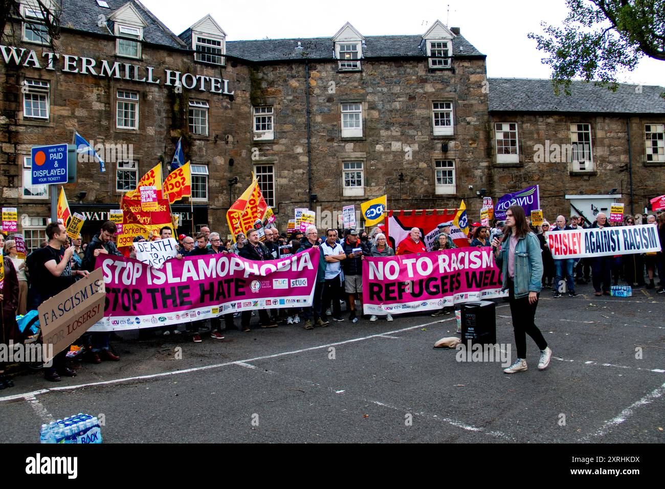 Paisley Watermill Anti Racism Rally august 9th 2024 Stock Photo - Alamy