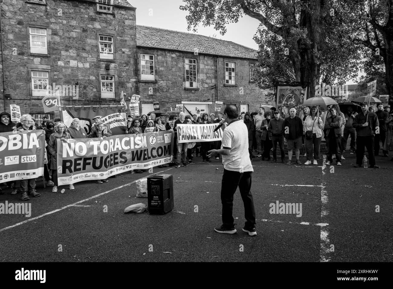 Paisley Watermill Anti Racism Rally august 9th 2024 Stock Photo - Alamy