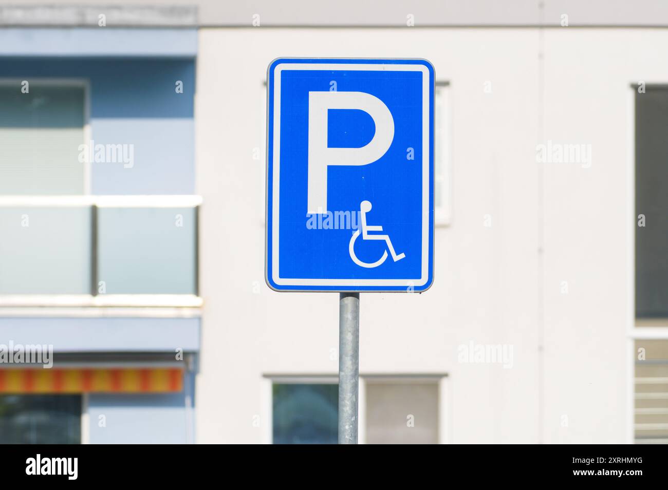 Disabled parking only traffic sign board in residential area Stock ...