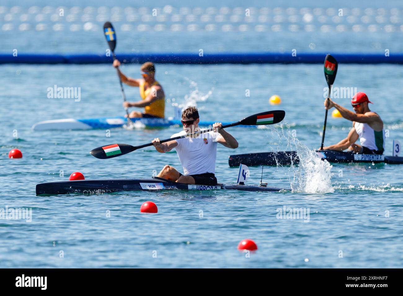 Vaires Sur Marne. 10th Aug, 2024. Adam Varga (C) of Hungary competes ...